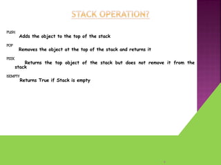 Stack of Data structure | PPTX | Programming Languages | Computing