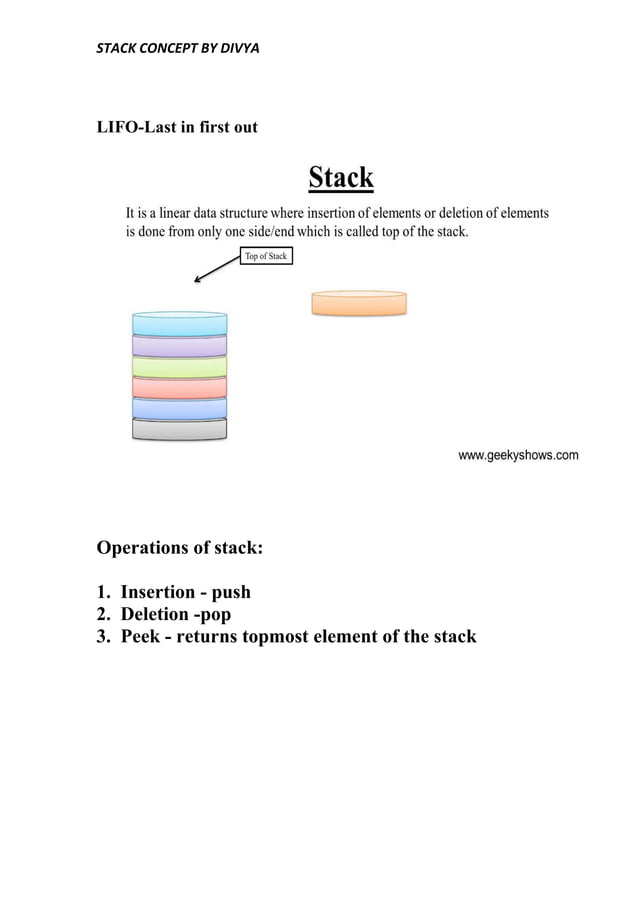 Stack concepts by Divya | PDF