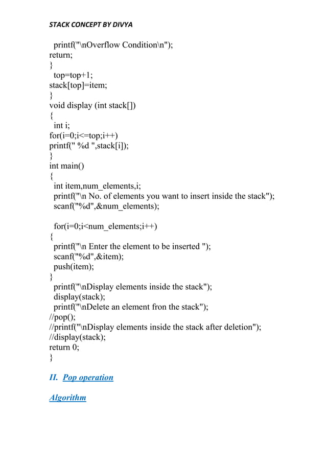 Stack concepts by Divya | PDF