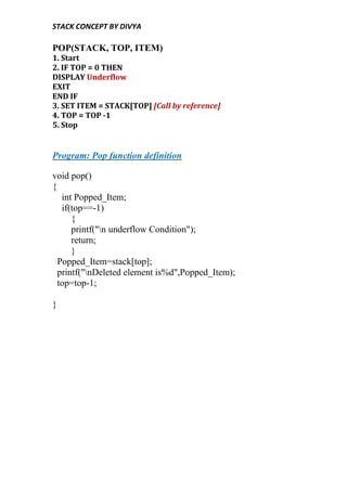 Stack concepts by Divya | PDF