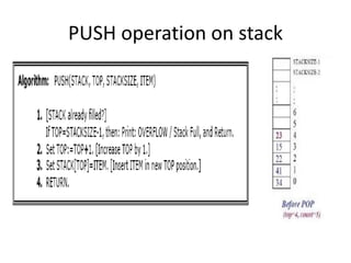 stack, opeartions on stack, applications of stack | PPT