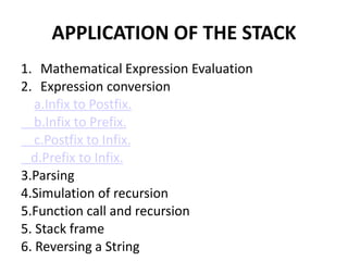 stack, opeartions on stack, applications of stack | PPT