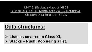 Stack data structure class 12 cbse 2024.pptx