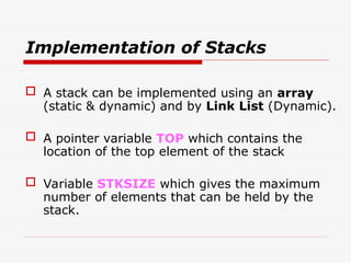 Stack ppt file of Stack DSA For lab in the lab of DSA lecture and Lab.ppt