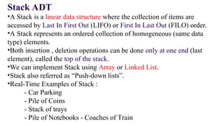 Stack Abstract Data Type in Data structures | PPT