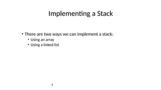 The presentation on stack data structure | PPTX | Programming Languages | Computing