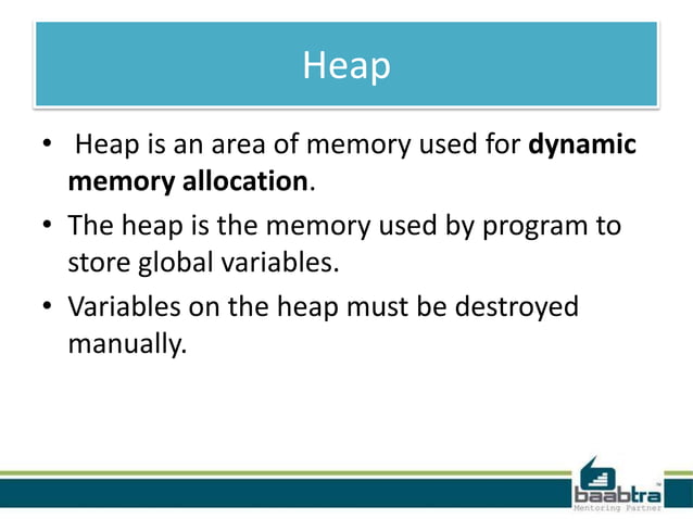 Stack and heap | PPTX | Data Storage and Warehousing | Computing