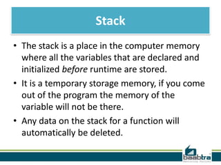 Stack and heap | PPTX
