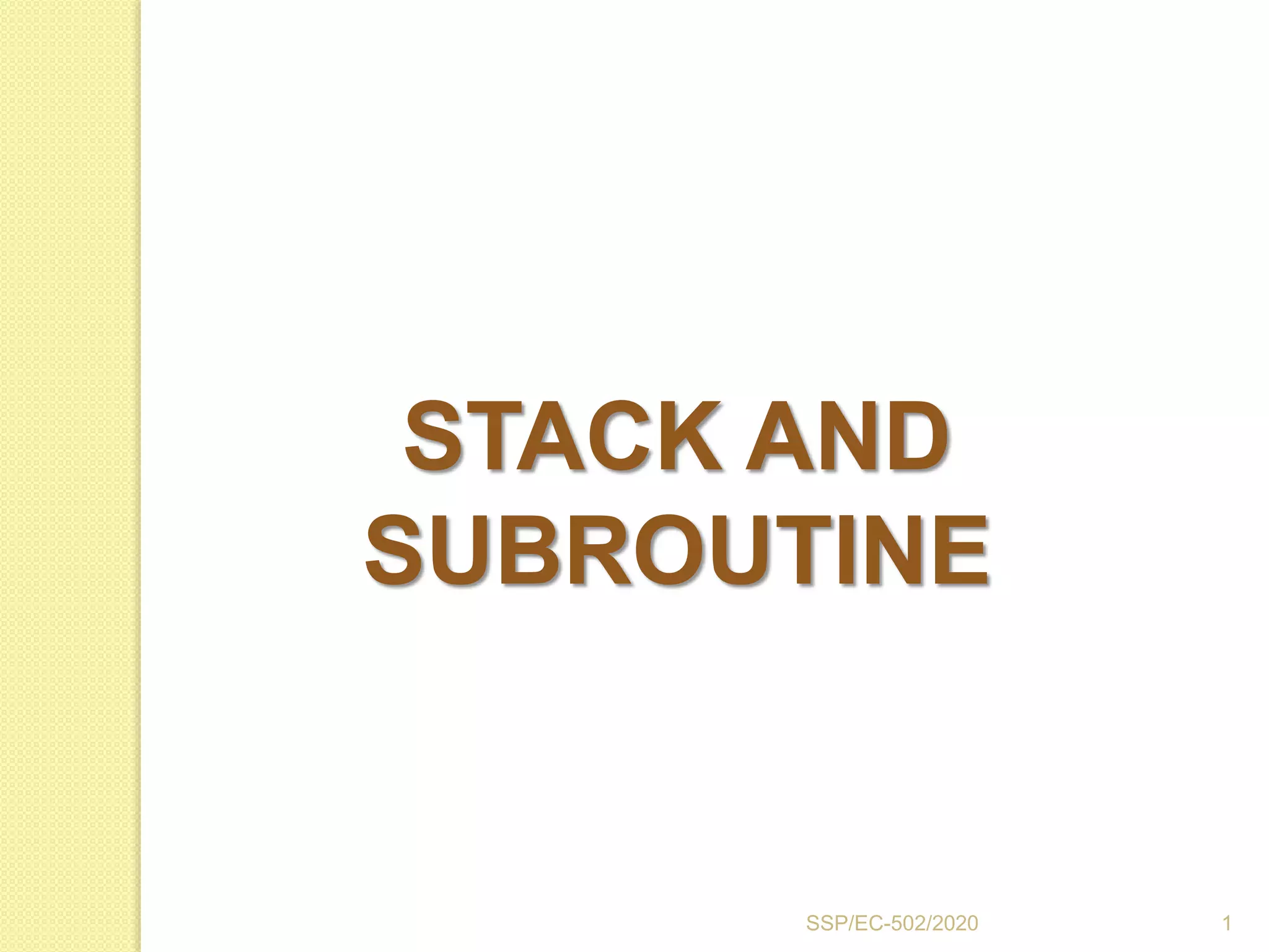 Stack and subroutine | PPTX