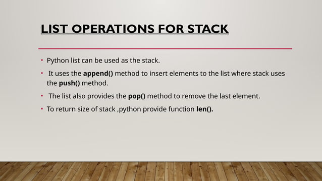 Data Structure Stack operation in python | PPTX