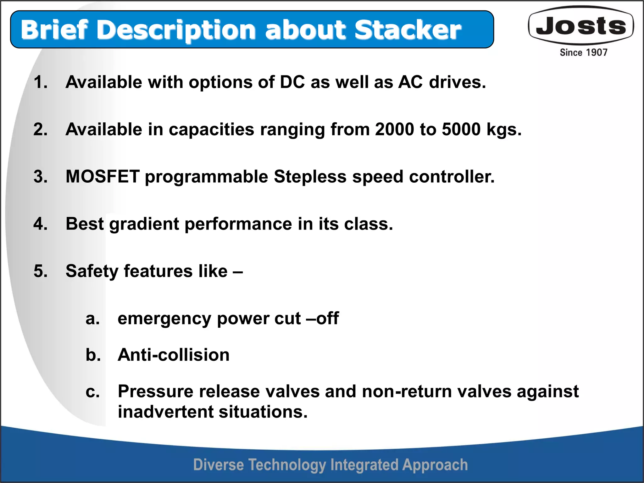 Electric Stacker | Reach Stacker | Material Handling Stacker | PDF