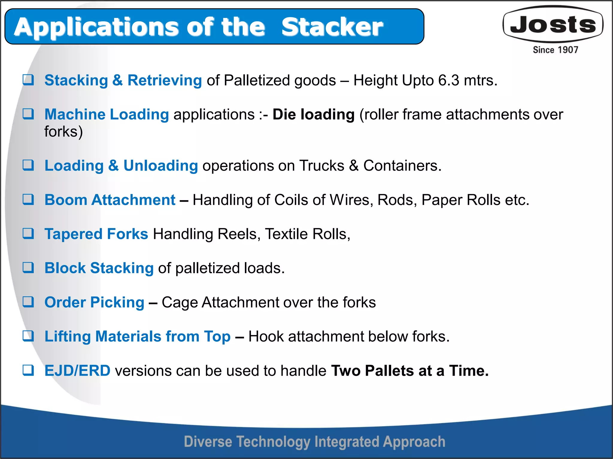 Electric Stacker | Reach Stacker | Material Handling Stacker | PDF