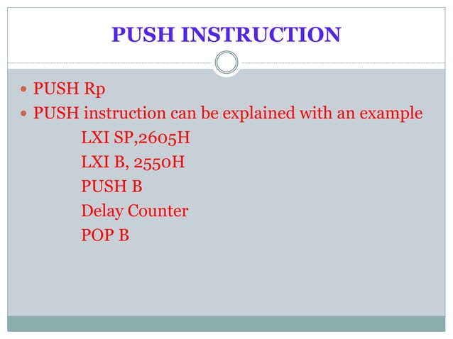 Stack in 8085 microprocessor | PPTX