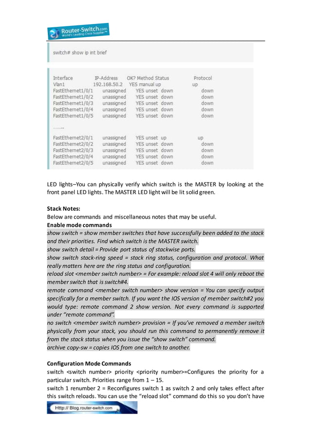 Stacking cisco 3750 switches benefits & stacking rules | DOCX | Operating Systems | Computer ...