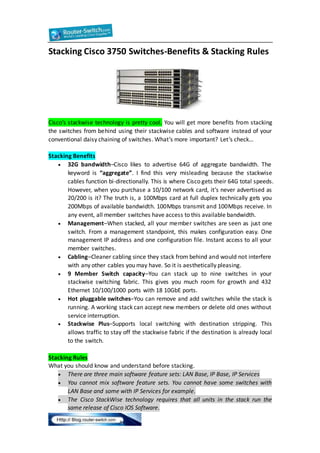 Stacking cisco 3750 switches benefits & stacking rules | DOCX ...