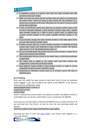 Stacking cisco 3750 switches benefits & stacking rules | DOCX ...