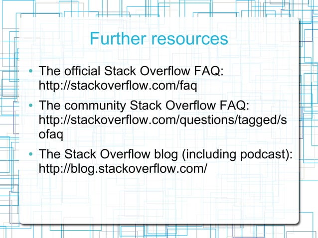 Lightning talk about stackoverflow | PDF