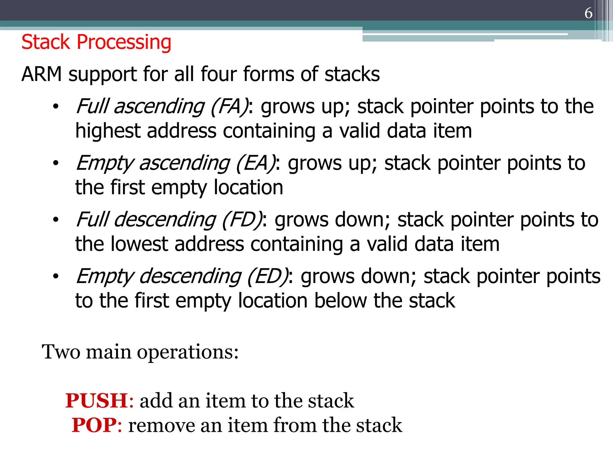 STACK REALIZATION IN ARM | PPTX