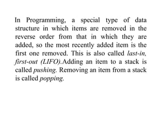 Stacks in Data Structure | PPT