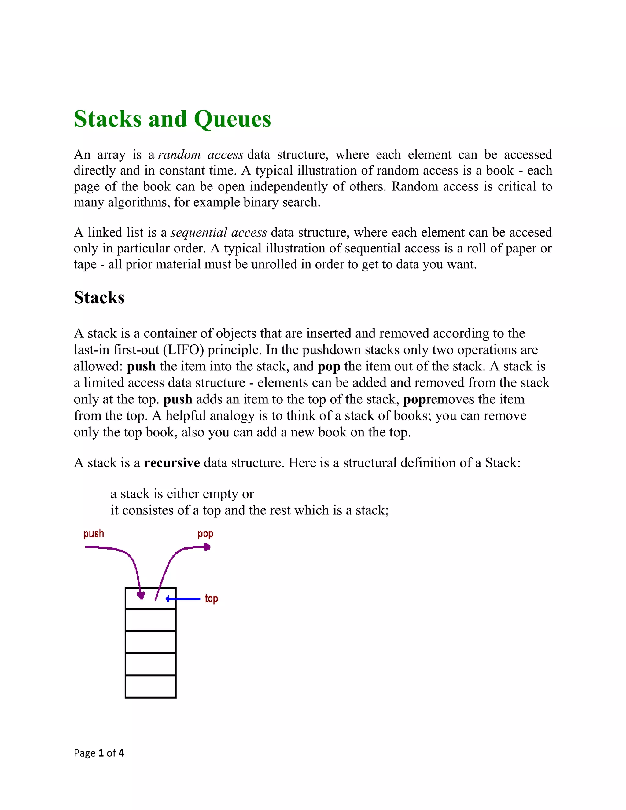 Stacks and queues | PDF | Programming Languages | Computing