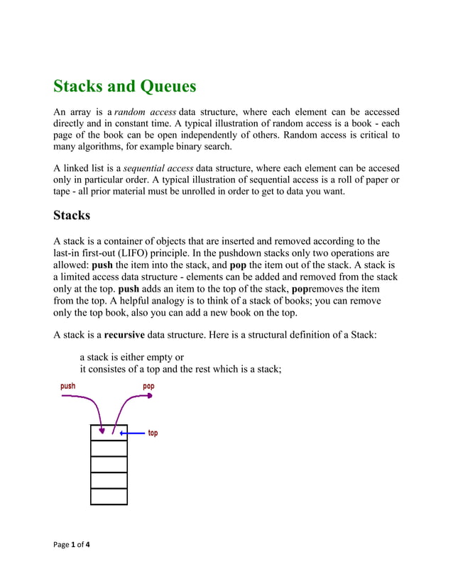 Stacks and queues | PDF | Programming Languages | Computing