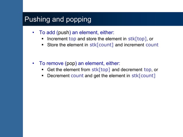Stacks Implementation and Examples | PPSX
