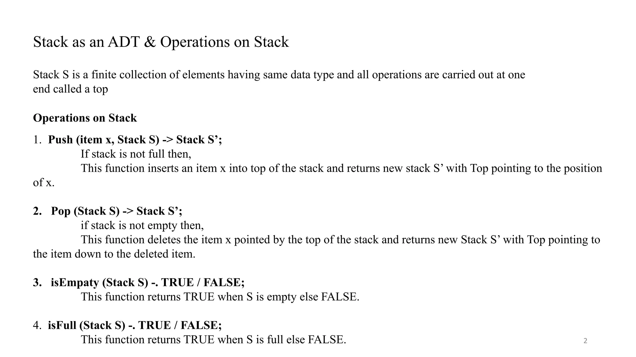 Stack Data Structure Notes Ppt
