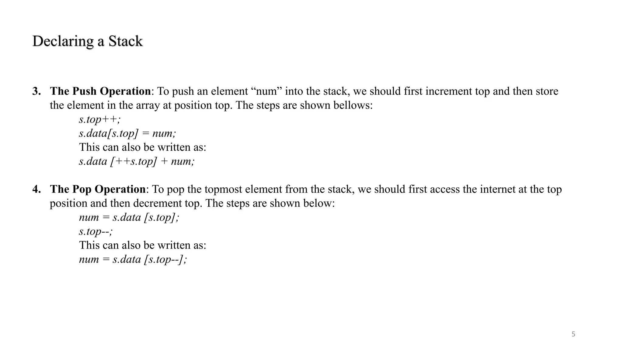 Stack Data Structure Notes Ppt