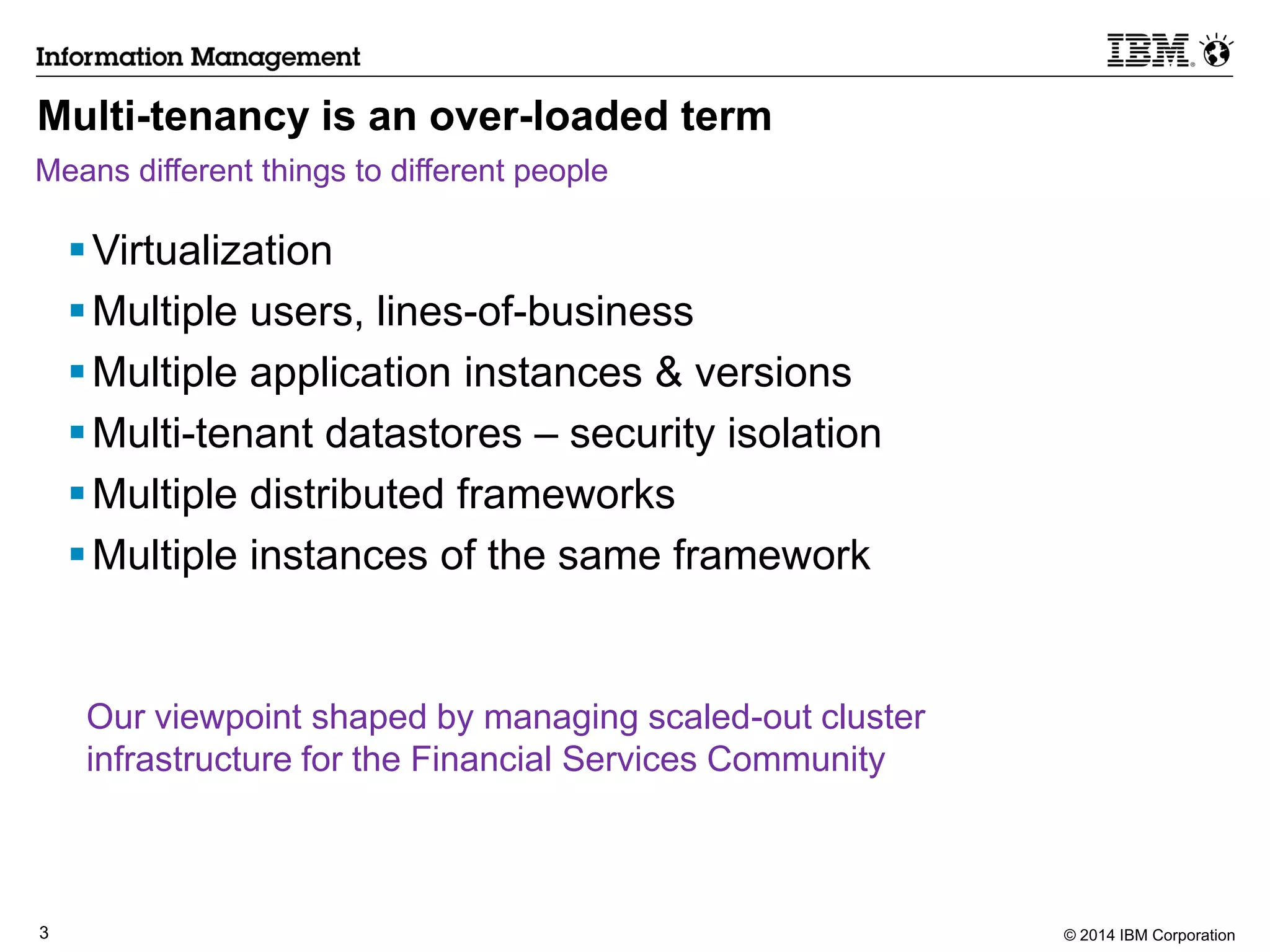STAC Summit 2014 - Building a multitenant Big Data infrastructure | PPT