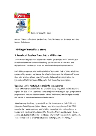 Stacy Tung Interviewed by Business Today | DOCX