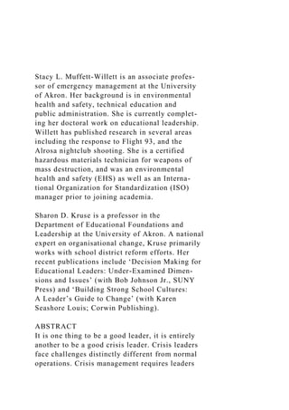 Stacy L. Muffett-Willett is an associate profes-sor of emerg.docx