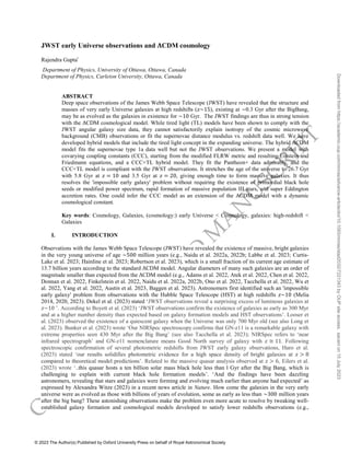 JWST early Universe observations and 𝚲CDM cosmology | PDF
