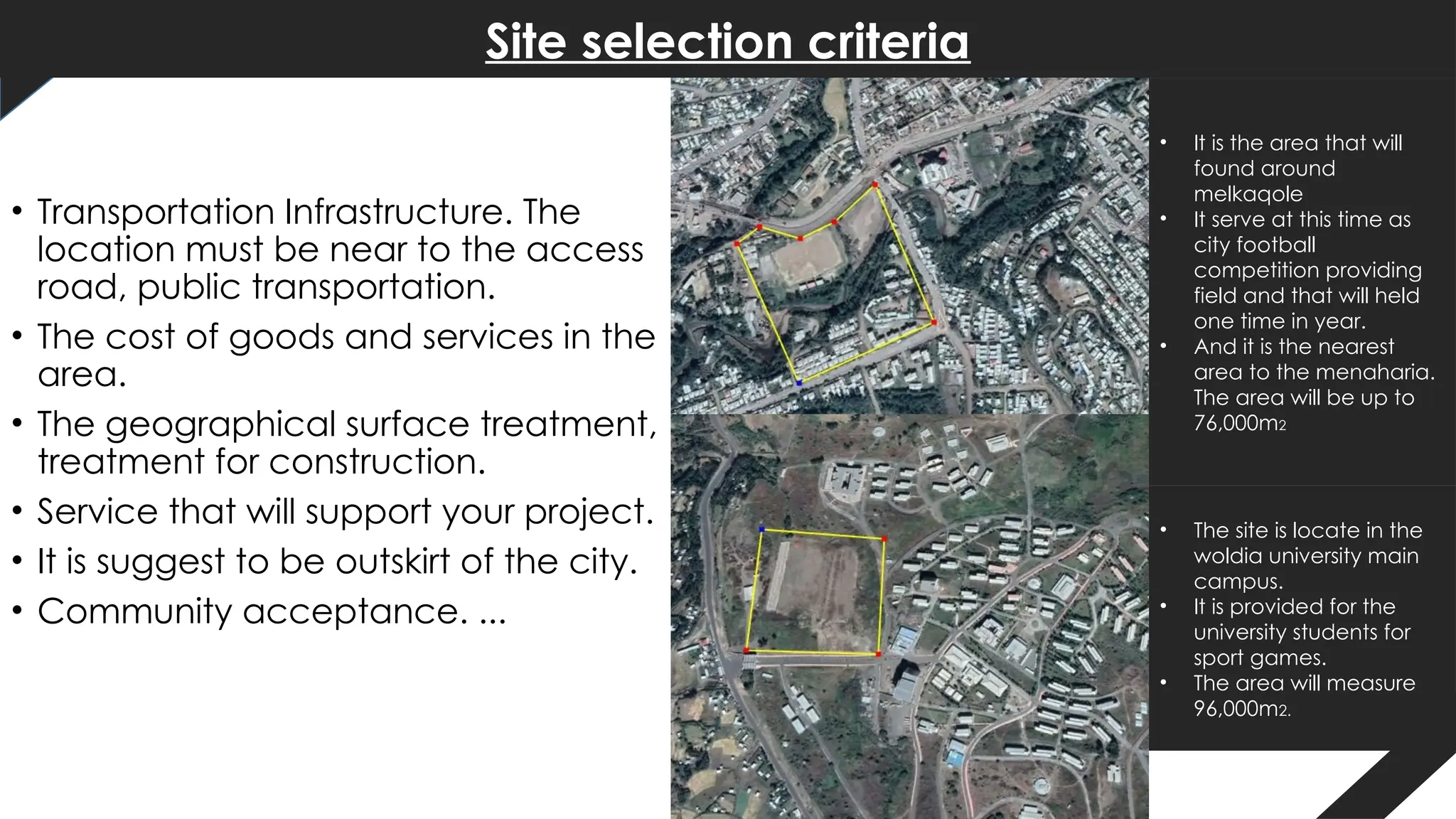 site selection criteria of a stadium design | PPTX