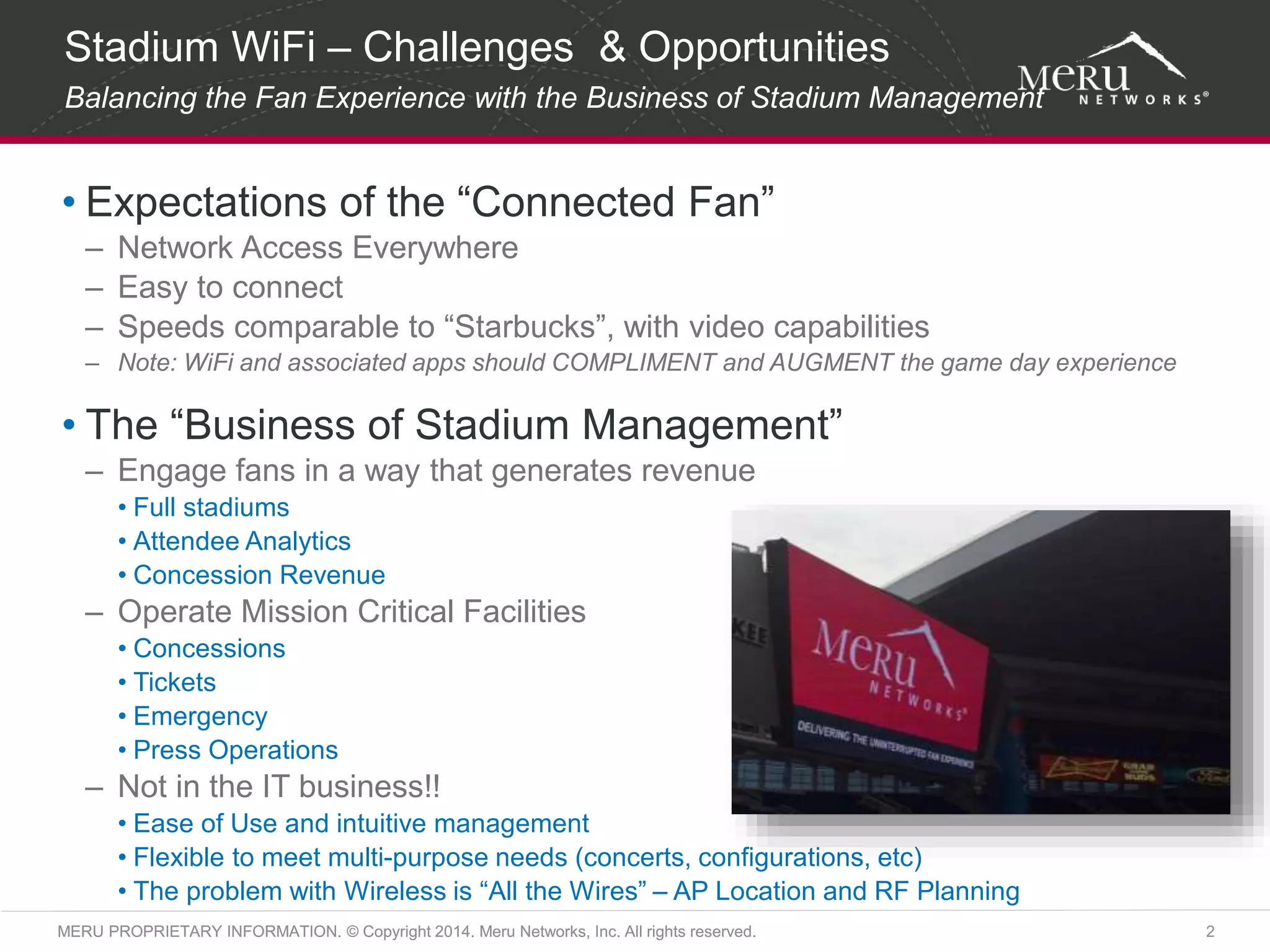 Stadium Design and Reference Guide with Meru Networks WLAN | PPTX