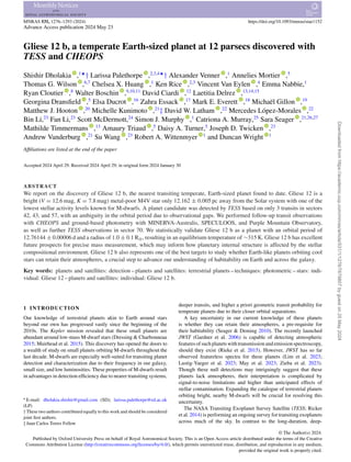 Gliese 12 b, a temperate Earth-sized planet at 12 parsecs discovered ...