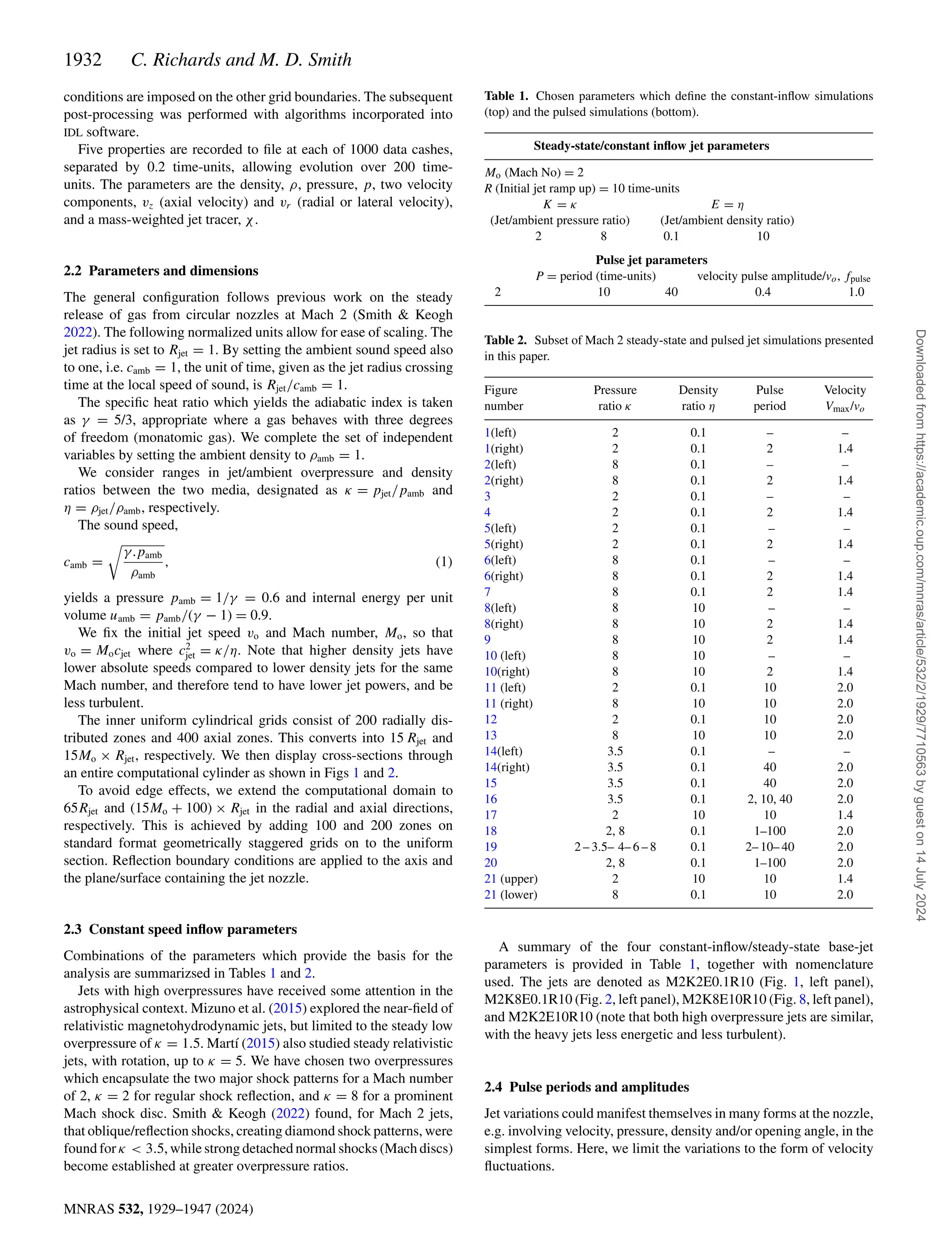 Simulations of pulsed overpressure jets: formation of bellows and ...