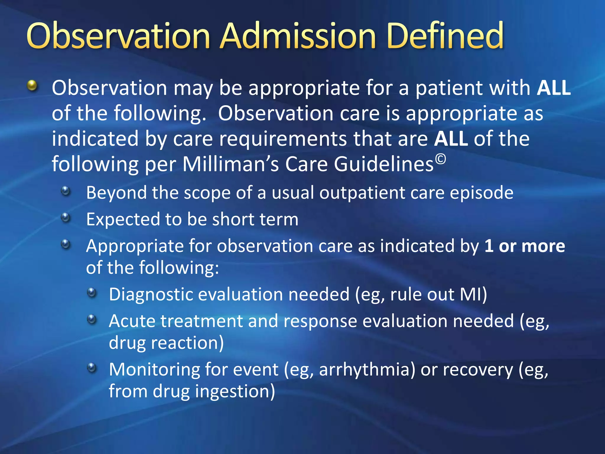 Admission Disposition: Inpatient or Outpatient Observation | PPTX