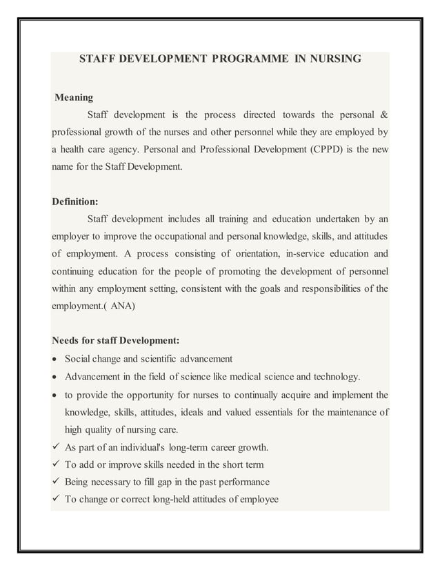 Staff development-programme-in-nursing | DOCX | Career Advice | Careers