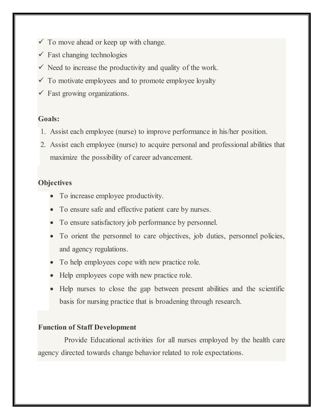 Staff development-programme-in-nursing | DOCX | Career Advice | Careers