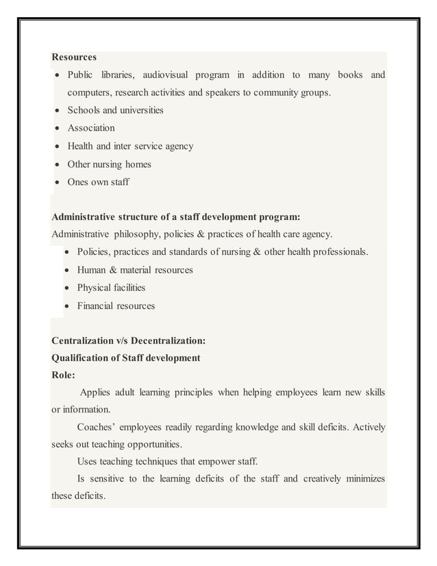 Staff development-programme-in-nursing | DOCX | Career Advice | Careers