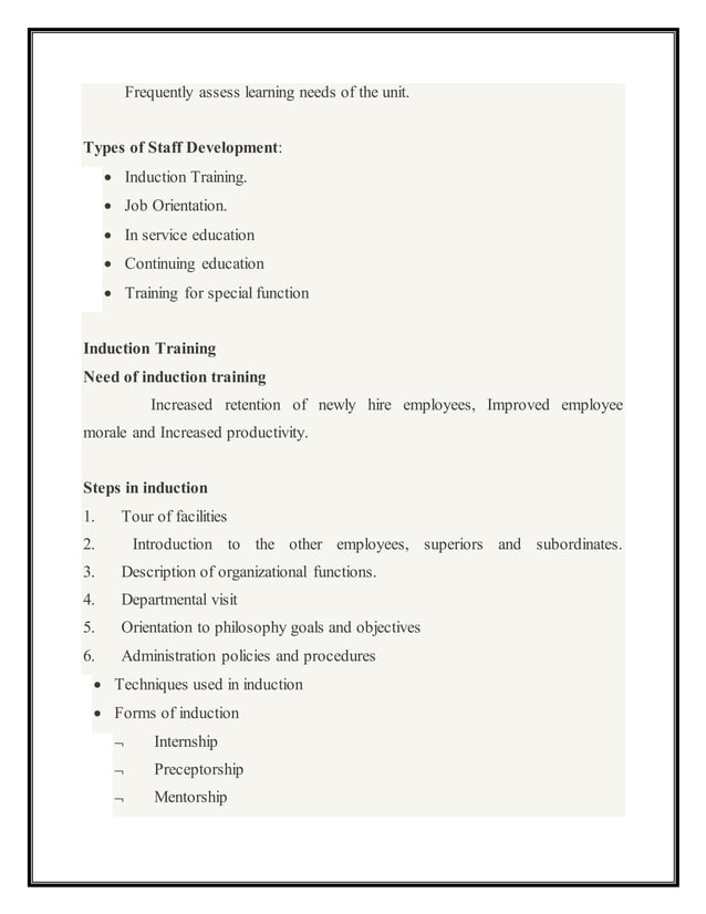 Staff development-programme-in-nursing | DOCX | Career Advice | Careers