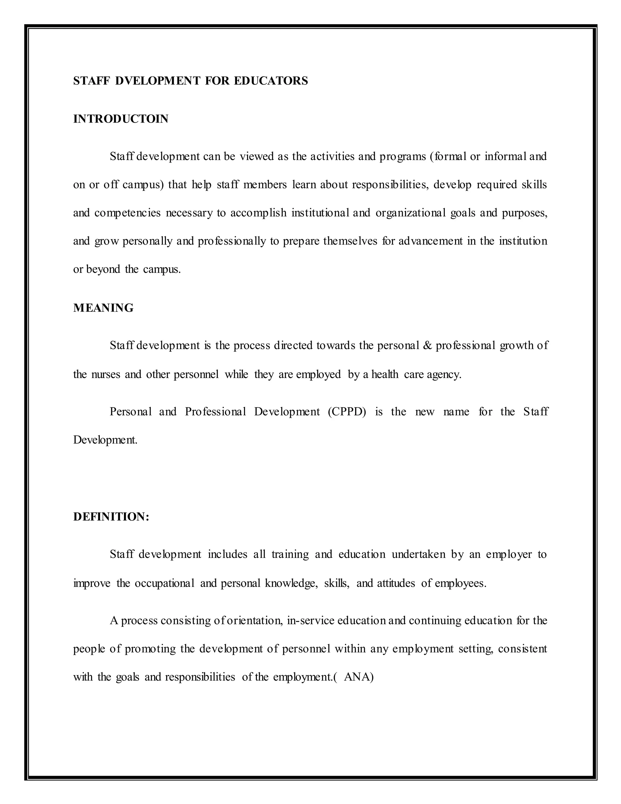 Staff development for educator | DOCX