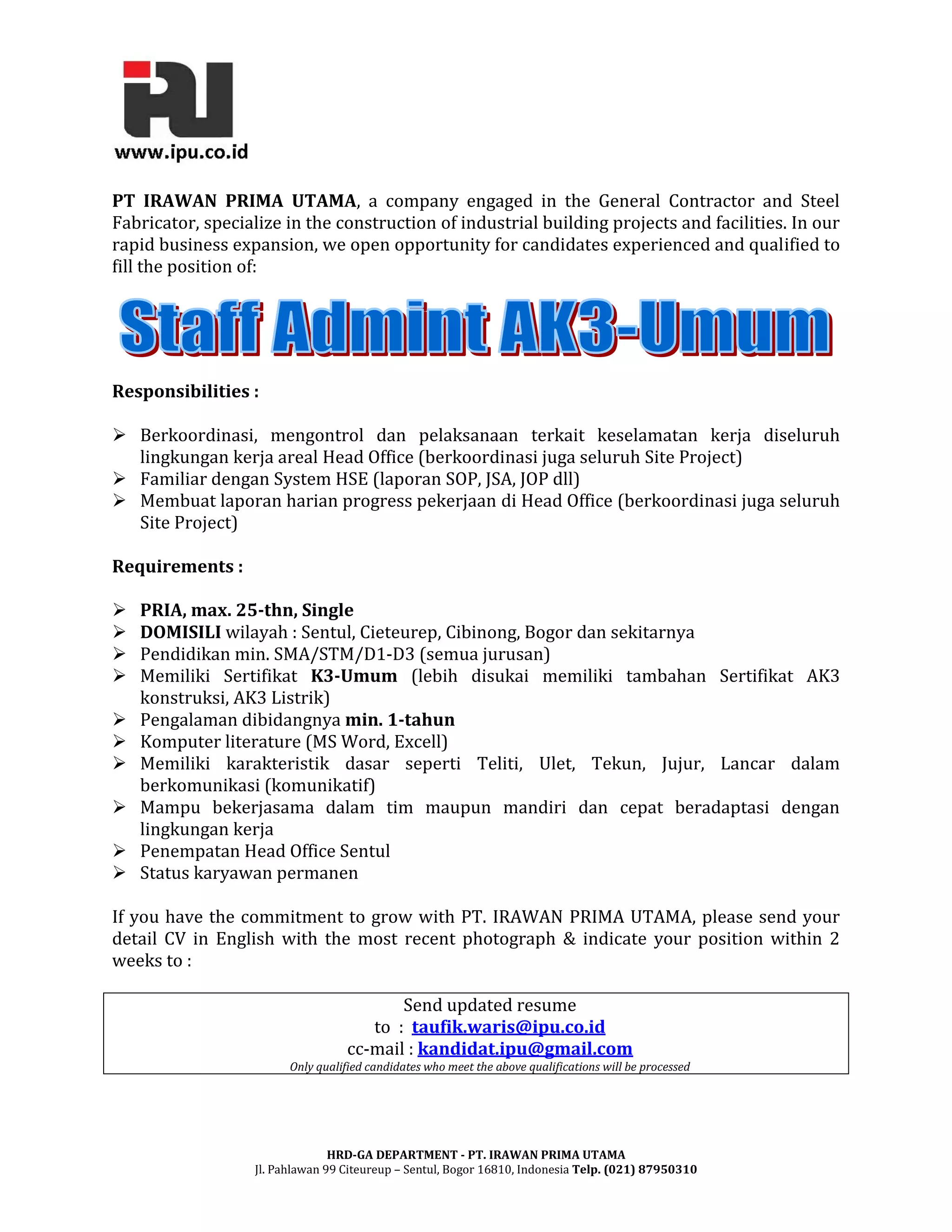 Staff Admint Safety-AK3 | PDF