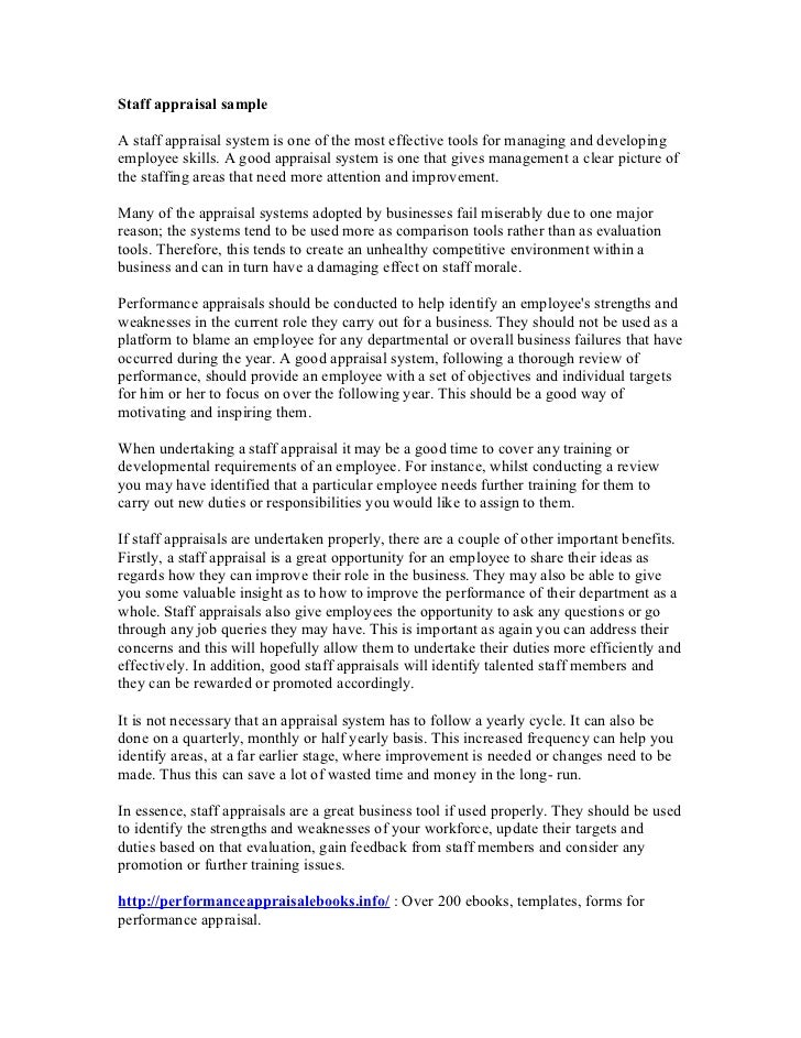Staff Appraisal Sample staff-appraisal-sample