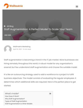 Staff augmentation a perfect model to scale your team | PDF