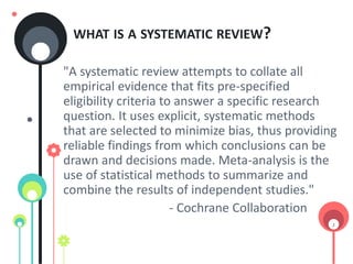 Systematic Reviews in the Health Sciences | PPTX