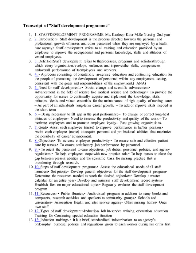 Staff development | DOCX