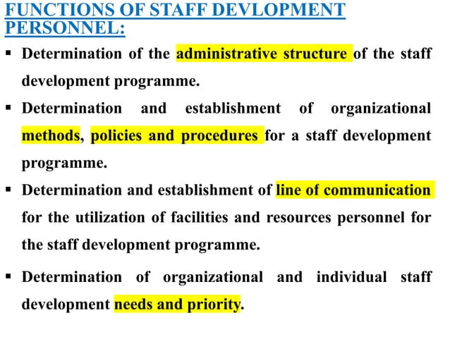 STAFF DEVELOPMENT programme in nursing Management | PPTX | Career ...