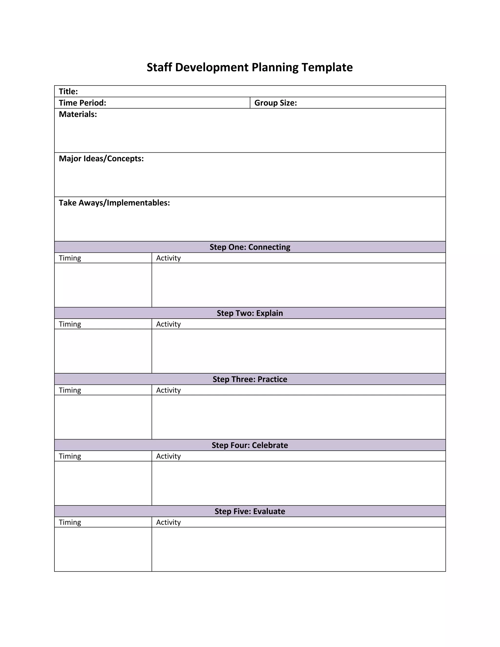 Staff development planning template | DOCX
