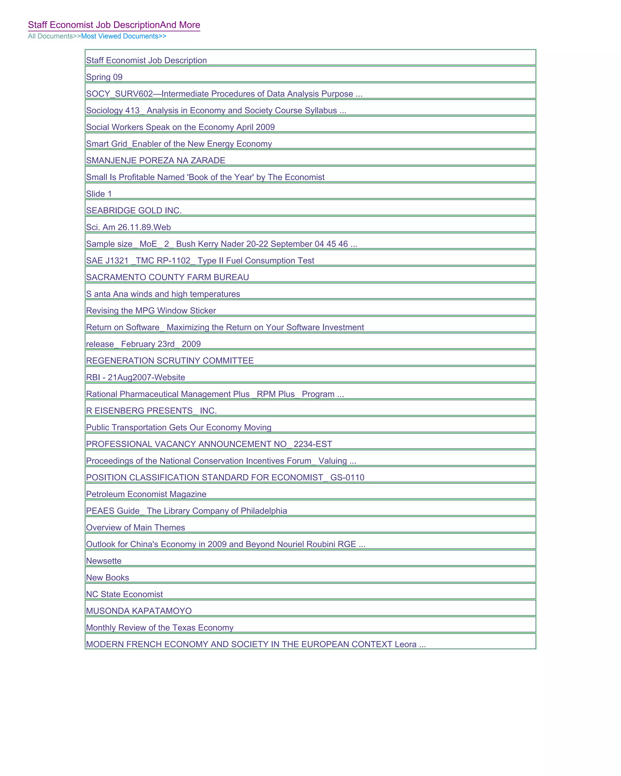 Staff Economist Job Description | PDF